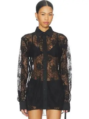 Fleur Du Mal Juliet Lace Button Down - Black