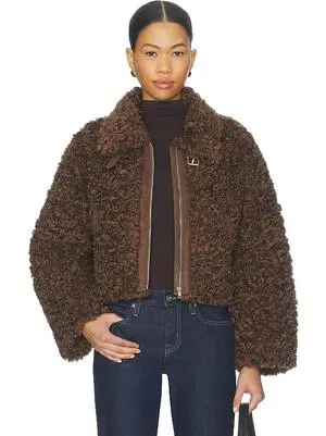 ELODIE THE LABEL Rio Faux Fur Jacket - Choco Brown