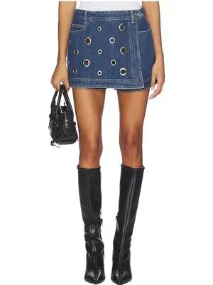 Cinq À Sept Marcia" Grommet Denim Skort - Tide