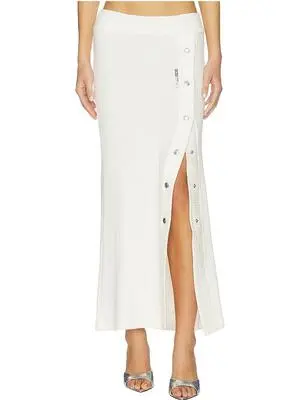 Gcds Ribbed Snap Long Skirt - Bone