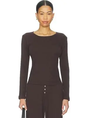 LESET Pointelle Slim Fit Long Sleeve - Choco