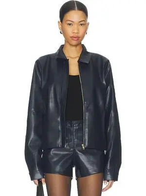 SNDYS Faux Leather Jacket - Navy