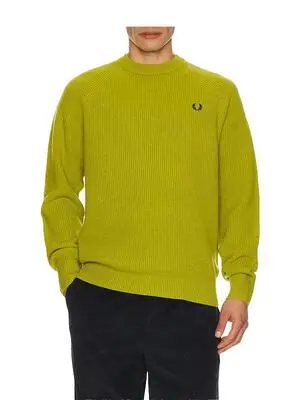 Fred Perry Lambswool Raglan Jumper - Tennis Ball Yellow