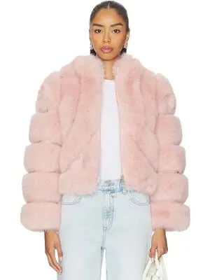 Adrienne Landau Icon Fur Jacket - Chalk Pink