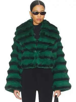 Adrienne Landau Chinchilla Cropped Jacket - Emerald