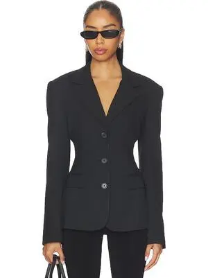 GUIZIO Fitted Waist Blazer - Black