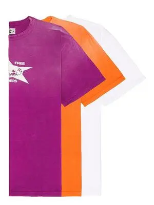 BARRIERS WORLDWIDE 3-pack Logo T-shirts In Purple,orange - Purple  Orange  & White