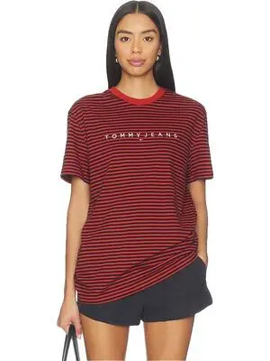 Tommy Hilfiger Linear Stripe Tee - Terracotta Red Stripe