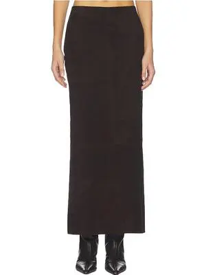 ST. AGNI Suede Column Skirt - Coffee