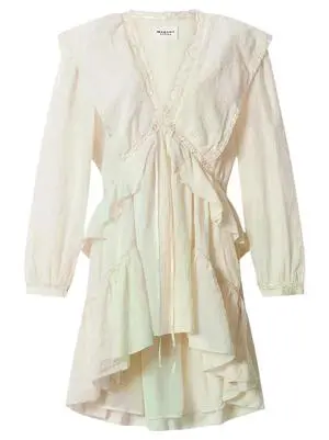 MARANT ETOILE Damya Lace Ruffled Mini Dress - Neutrals