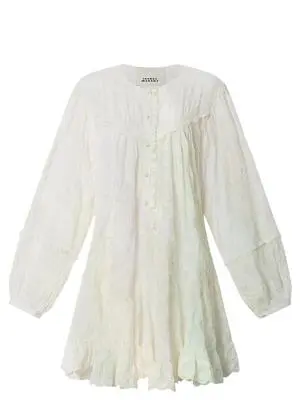Isabel Marant Zame Ruffled Embroidered Dress - White