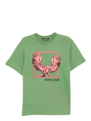 Roberto Cavalli Graphic-print Cotton T-shirt - Green