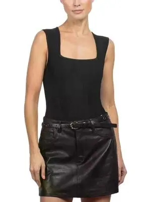 DL1961 Square-neck Ribbed Top - Black