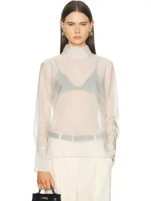 Renggli Organza Turtleneck Blouse - Cream