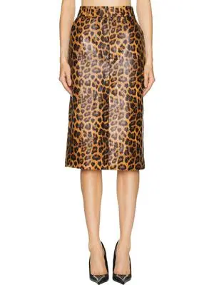 AEXAE Leather Maxi Skirt - Leopard