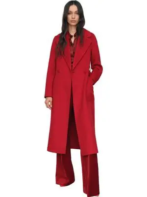 REISS Wool-blend Double-breasted Coat - Red