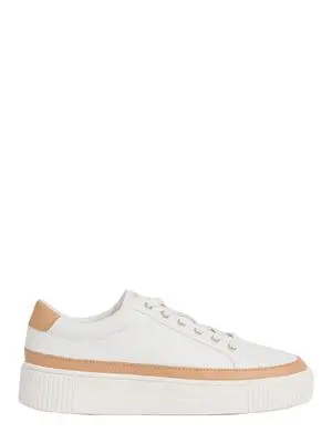 REISS Leanne Grained Leather Platform Trainers - Brown