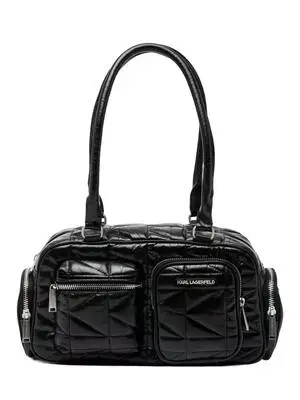 Karl Lagerfeld Kkuilt Medium Bowling Bag - Black
