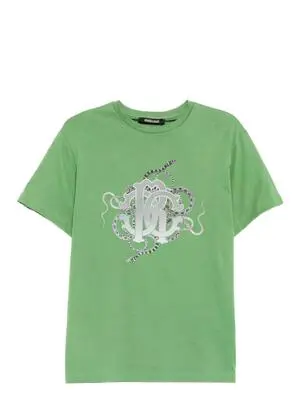 Roberto Cavalli Graphic-print Cotton T-shirt - Green