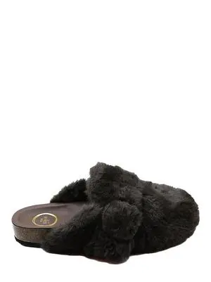 SOLEI SEA Aspen Faux Fur Buckle Slippers - Brown
