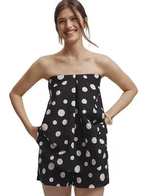 Maeve Cotton Swing Tank Top - Black/white Small Dots