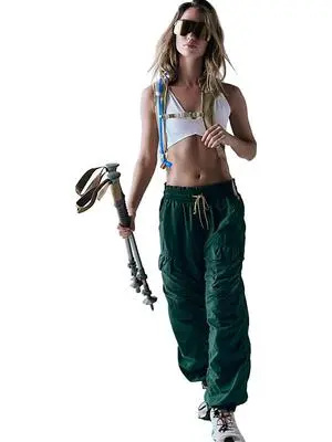 Free People Nylon Cargo Joggers - Evergreen