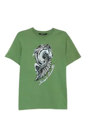Roberto Cavalli Graphic-print Cotton T-shirt - Green