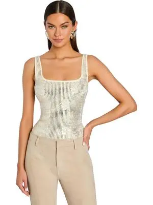 Retrofete Marzia Embellished Top - Winter White/champange
