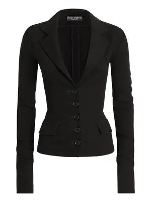 Dolce & Gabbana Single-breasted Wool Canvas Jacket - Black