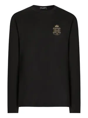 Dolce & Gabbana Cotton T-shirt With Heraldic Patch - Black