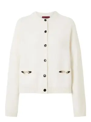 GUCCI Horsebit-embellished Leather-trimmed Wool And Cashmere-blend Cardigan