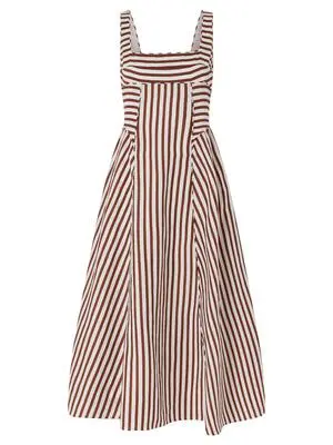 Cult Gaia Cult Gaia Carla Cutout Striped Woven Midi Dress Multi