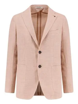 Tagliatore Singlebreasted Linen And Virgin Wool Blazer - Orange