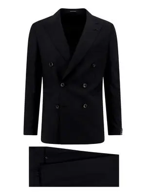 Tagliatore Doublebreasted Virgin Wool Suit - Black