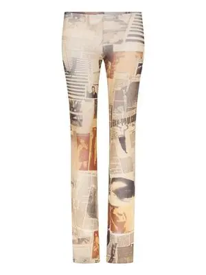 Jean Paul Gaultier Journal Print Mesh Trousers - Multi