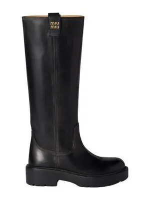 Miu Miu Leather Boots - Black