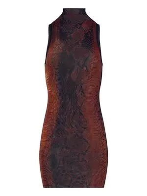 Jean Paul Gaultier Mesh Python Print Short Dress - Brown