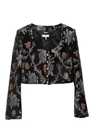 CHLOÃ© Floral Jacquard Cropped Jacket - Black