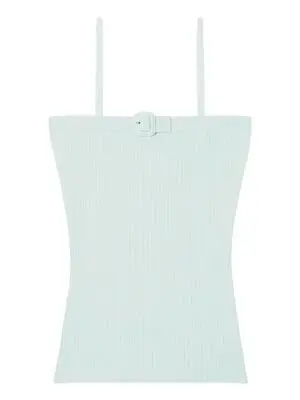 COURRÃ¨GES Buckle Rib Knit Top - Blue
