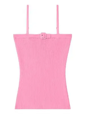 COURRÃ¨GES Buckle Rib Knit Top - Pink