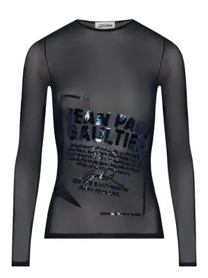 Jean Paul Gaultier Sheer Mesh Long Sleeve Top - Navy