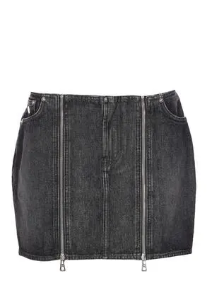Jean Paul Gaultier Front Zipped Denim Mini Skirt - Black