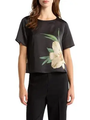 Vince Camuto Printed Satin Top - Arctic Wolf