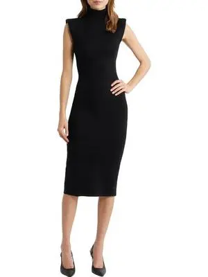House Of Cb Cashmere Sleeveless Turtleneck Midi Dress - Black