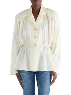 Chloé Puff Shoulder Peplum Shirt - Coconut Milk