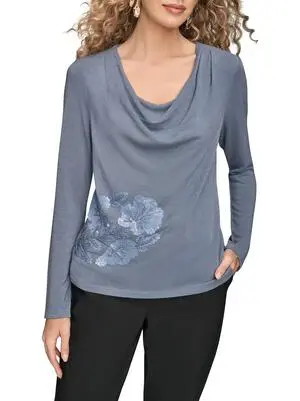 Donna Karan New York Sequin Cowl Neck Top - Tempest