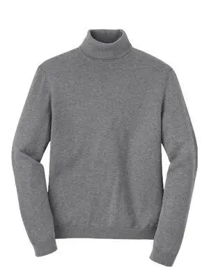 PAUL FREDRICK Supima Cotton Turtleneck Medium Grey