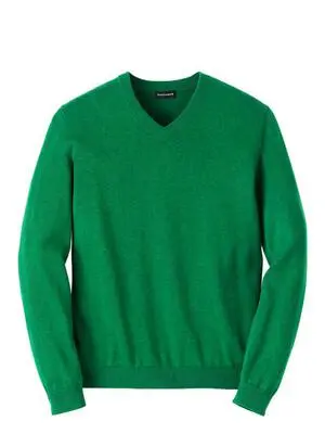 PAUL FREDRICK Supima Cotton V-Neck Sweater Green