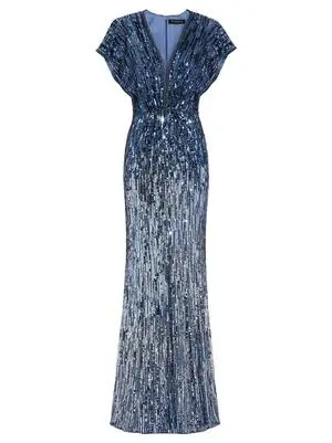 Jenny Packham Dusk Sequin-embellished Gown - Denim