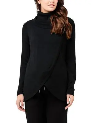 RIPE MATERNITY Cowl Neck Nursing Knit - Black